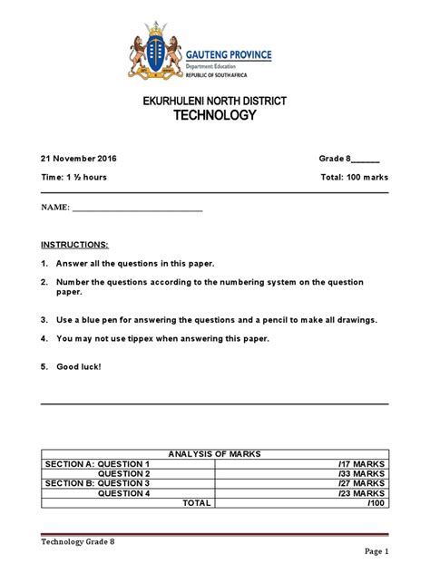 Tech Gr 8 November Exam Pdf Gear