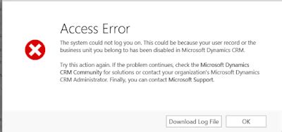 ERROR The Specified User Is Either Disabled Or Is Not A Member Of Any Business Unit In