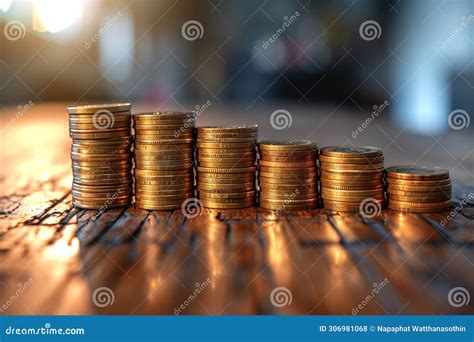 Rows Of Coins Arranged From Lowest To Highest Balanced Stack Of Coins Representing Savings And