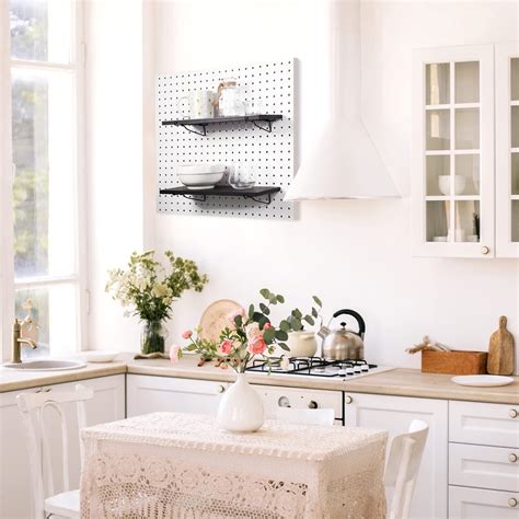 Blulu 4 Set Large Pegboard Shelf Kit Fiberboard Pegboard Shelves Storage Brackets Stain