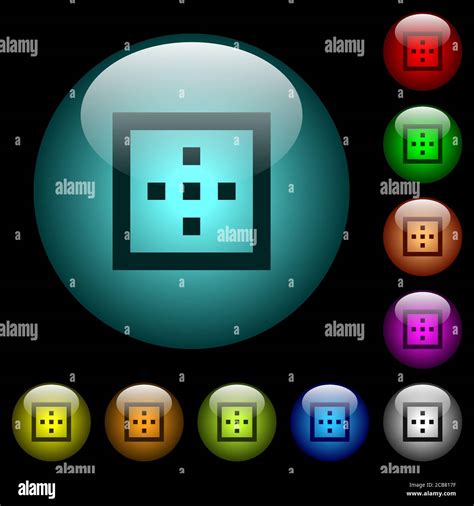 Outer Borders Icons In Color Illuminated Spherical Glass Buttons On Black Background Can Be