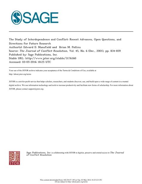 Pdf Interdependence And Conflict An Introduction
