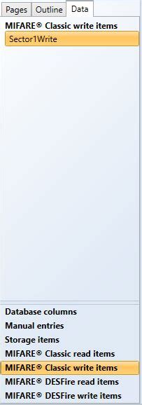 MIFARE Classic Write Items