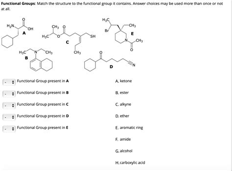 solved functional groups match the structure to the