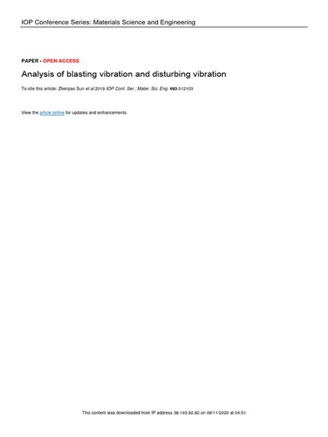 Analysis Of Blasting Vibration And Disturbing Vibr Pdf Spectral