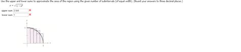 solved use the upper and lower sums to approximate the area