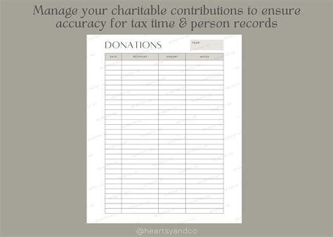 Donation Tracker Printable Charitable Expenses Tithe Tracker