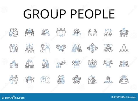 Group People Line Icons Collection Bunch Crowd Assembly Congregation Gathering Party Team