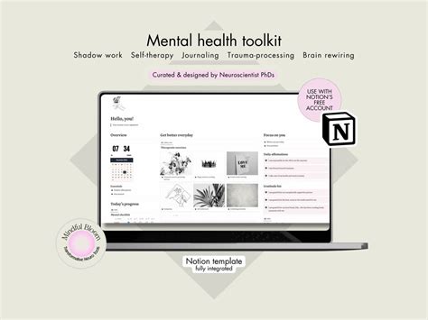 therapy notion template mental health exercises shadow work etsy