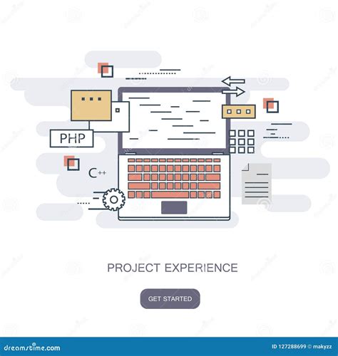 Project Experience Concept Flat Style Thin Line Art Design Stock
