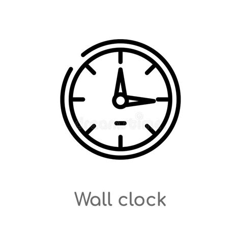 Outline Wall Clock Vector Icon Isolated Black Simple Line Element Illustration From Furniture