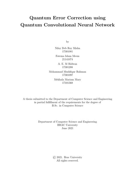 Pdf Quantum Error Correction Using Quantum Convolutional Neural Network