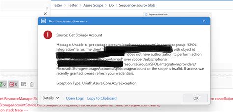 azure get storage account activities giving error for permissions