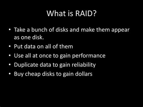 overview of redundant disk arrays pptx data storage and warehousing