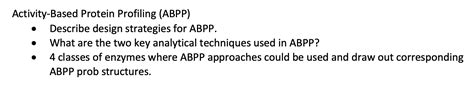 Solved Activity Based Protein Profiling Abppdescribe