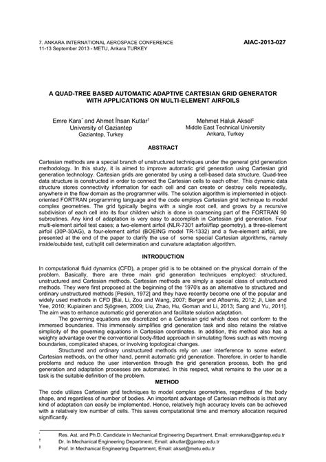 Pdf A Quad Tree Based Automatic Adaptive Cartesian Grid Generator