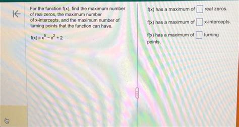 Solved For The Function Fx Find The Maximum Number Of
