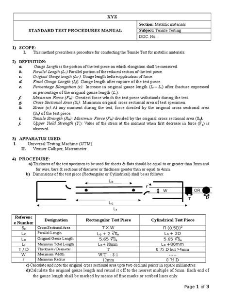 standard testing procedure tensile testing pdf ultimate tensile