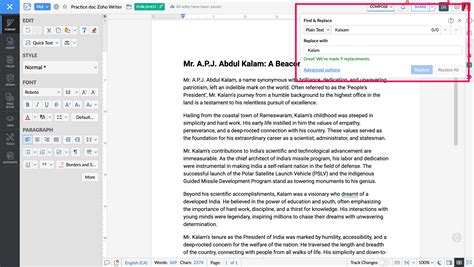 Zoho Writers Find And Replace Function Zoho Writer