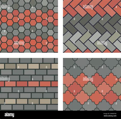 Color Tile Pattern Set Surface Seamless Ornament Stock Vector Image