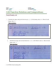 Function Notation And Compositions Range Calculation Function Course Hero
