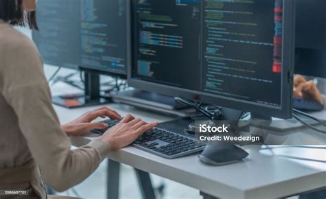 Close Up Hand Of Asian Prompt Engineer Developer Coding App With