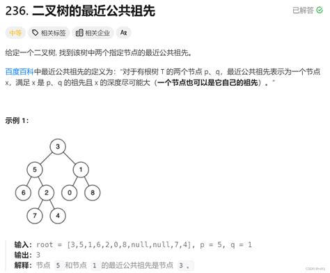 Leetcode 236 二叉树的最近公共祖先 Csdn博客