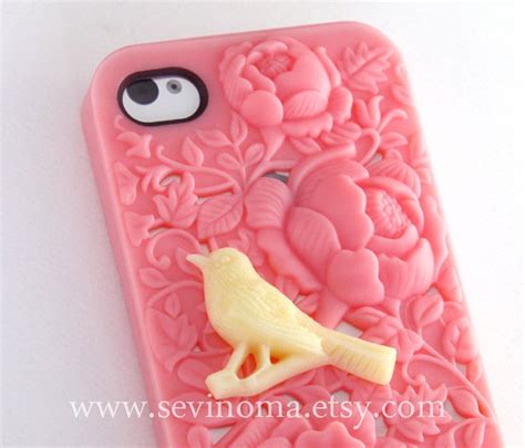 Pink Iphone 44s Case With Bird Design