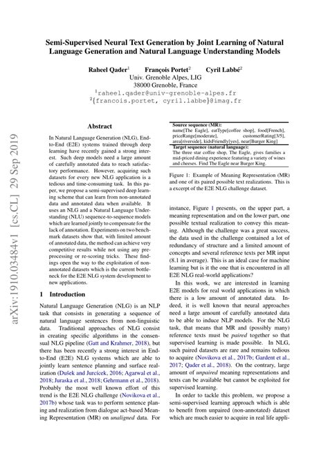 Pdf Semi Supervised Neural Text Generation By Joint Learning Of