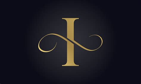 골드 색상의 럭셔리 편지 I 로고 템플릿입니다 초기 럭셔리 I 문자 로고 디자인 럭셔리 회사 브랜딩을 위한 아름다운 로고 디자인 0명에 대한 스톡 벡터 아트 및 기타 이미지