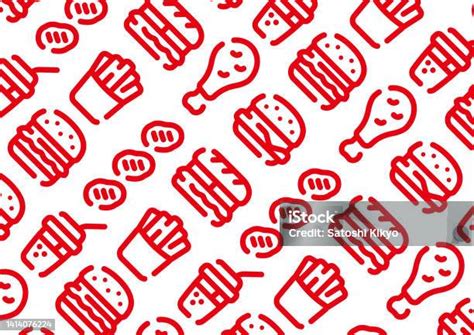 그래픽 디자인을위한 패스트 푸드 패턴 배경 A사이즈 수평 벡터에 대한 스톡 벡터 아트 및 기타 이미지 벡터 치킨 너겟