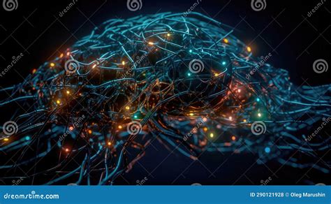 Fictional Glowing Brain Background With A Network Of Neural Connections Neural Activity Stock
