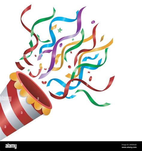 Exploding Popper With Colorful Confetti Isolated Suitable For Birthday Party Anniversary Party