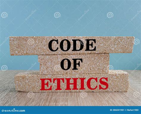 Code Of Ethics Symbol Concept Red Words Code Of Ethics On Brick Blocks On A Beautiful Wooden