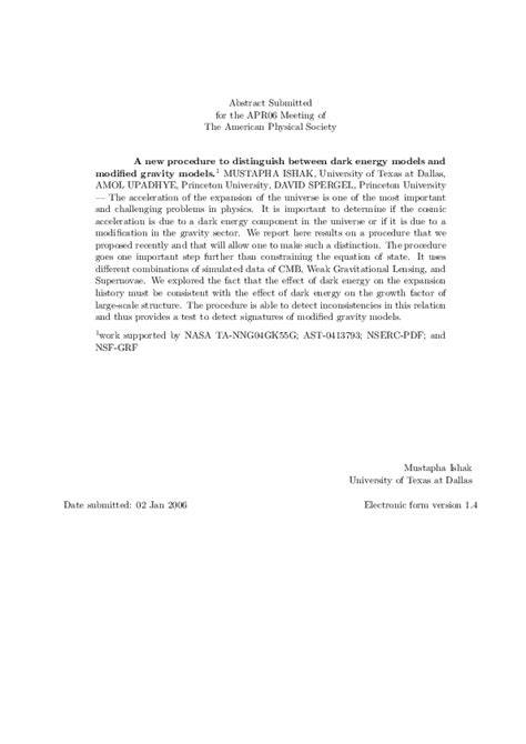 Pdf A New Procedure To Distinguish Between Dark Energy Models And