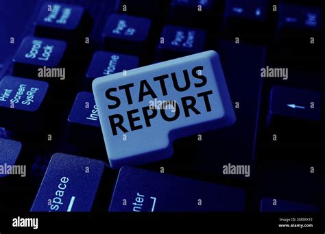 Hand Writing Sign Status Report Internet Concept Update Summary Of