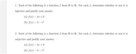 solved 1 each of the following is a function f from r to r