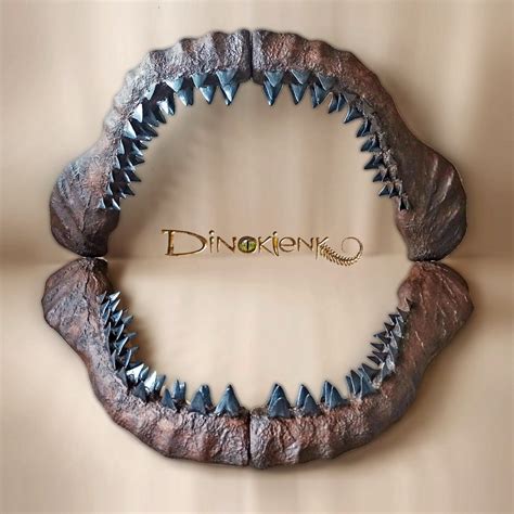 Ft Megalodon Shark Jaw Fossil Replica Stunning Giant Carcharodon For Display Collectibles