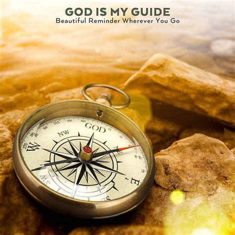 God Is My Guide Brass Compass With Stand Engraved Scripture Prayer