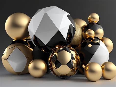 Premium Photo Elegant Cluster Of Abstract Spheres And Solids In Gold And White