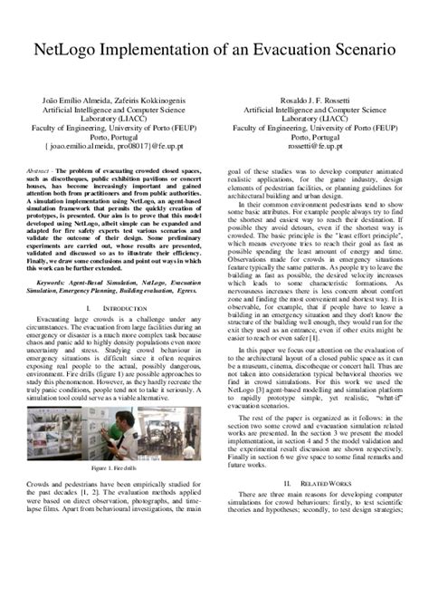 Pdf Netlogo Implementation Of An Evacuation Scenario