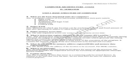 Pdf Unit I Basic Structure Of Computer Notesengine€¦ · Computer