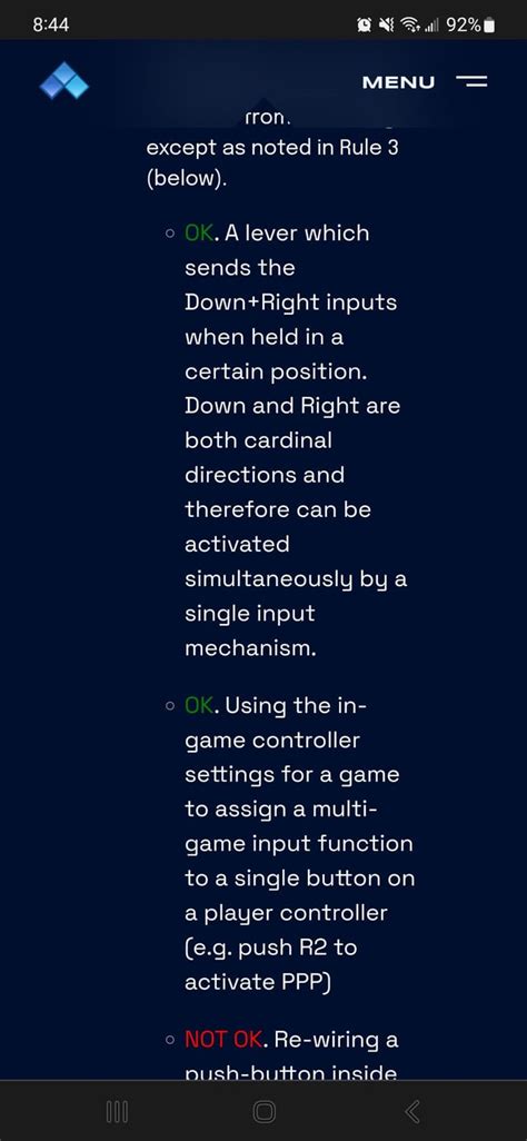 would an 8 way dpad be legal for evo r fighters