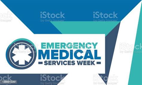 5 월 응급 의료 서비스 주간 미국에서 매년 축하 제어 및 보호 의료 의료 디자인 포스터 카드 배너 및 배경 벡터 일러스트레이션 5월에 대한 스톡 벡터 아트 및 기타 이미지