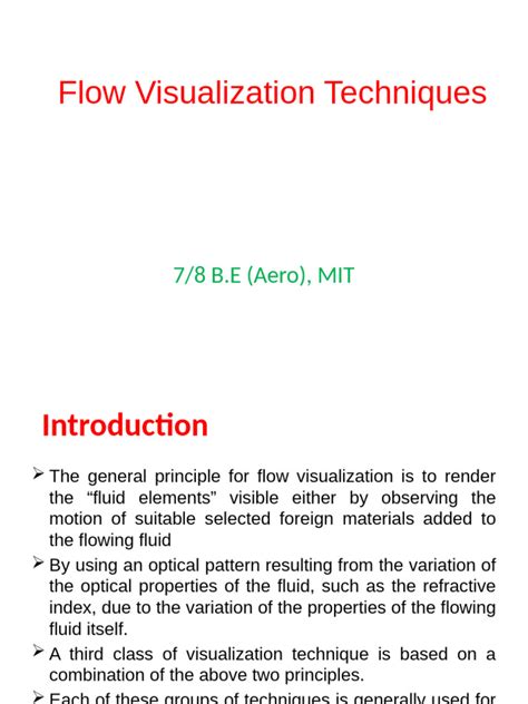 Flow Visualization Techniques Pdf