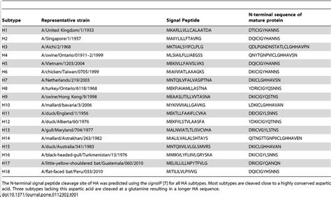 Predicted Signal Peptide Cleavage Sites For All Ha Subtypes Download