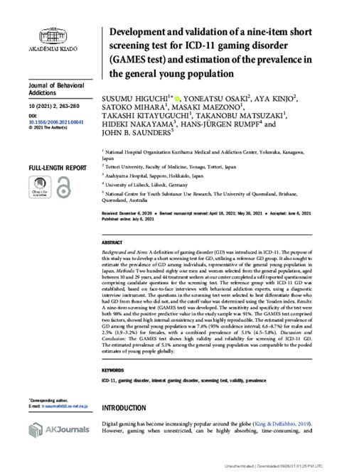 Pdf Development And Validation Of A Nine Item Short Screening Test