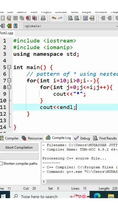 Reverse Pattern Of In C Fun With Nested Loopsmh Codingshorts