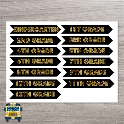 School Year Labels Digital Download Kindergarten Through 12