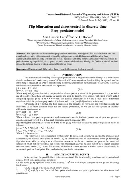 Pdf Flip Bifurcation And Chaos Control In Discrete Time Prey Predator